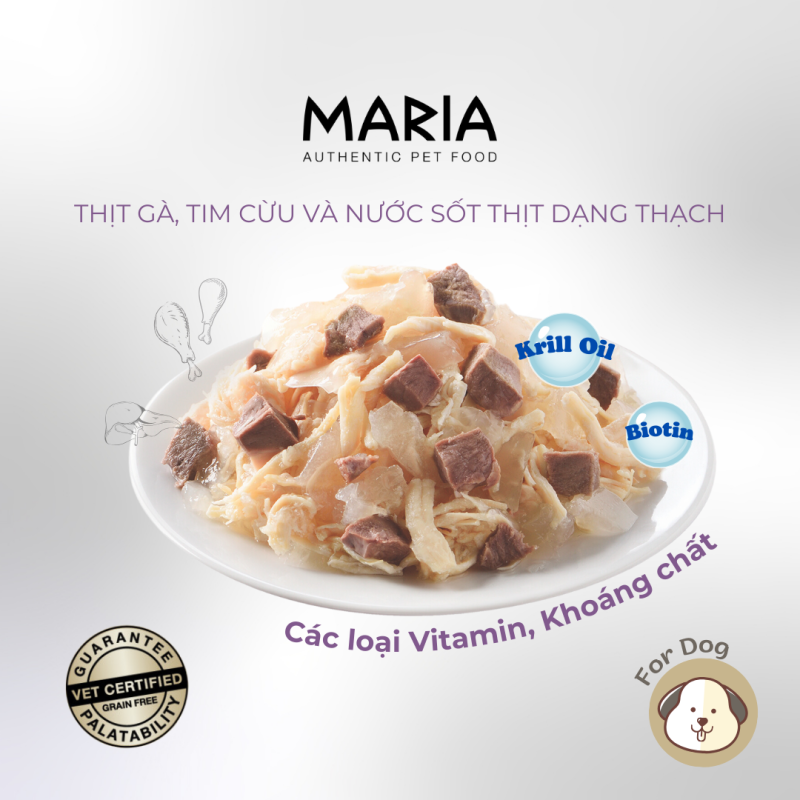 MARIA Chicken with Lamb Heart in Jelly thức ăn mềm dành cho chó